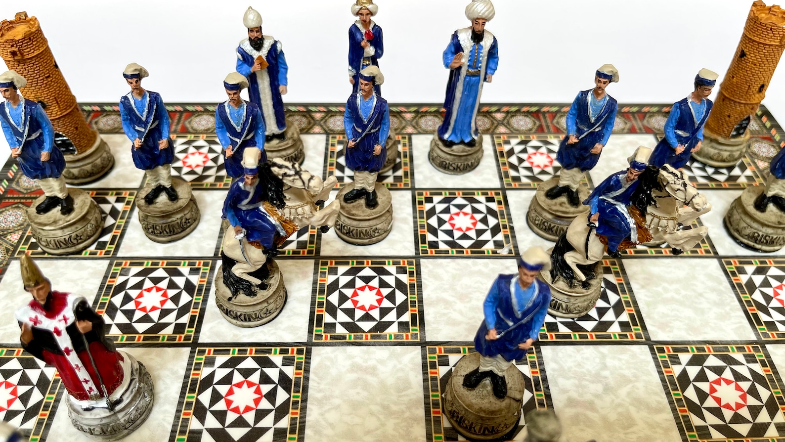 Crusaders Ottoman Chess and Checkers Set With Mosaic Print - Etsy