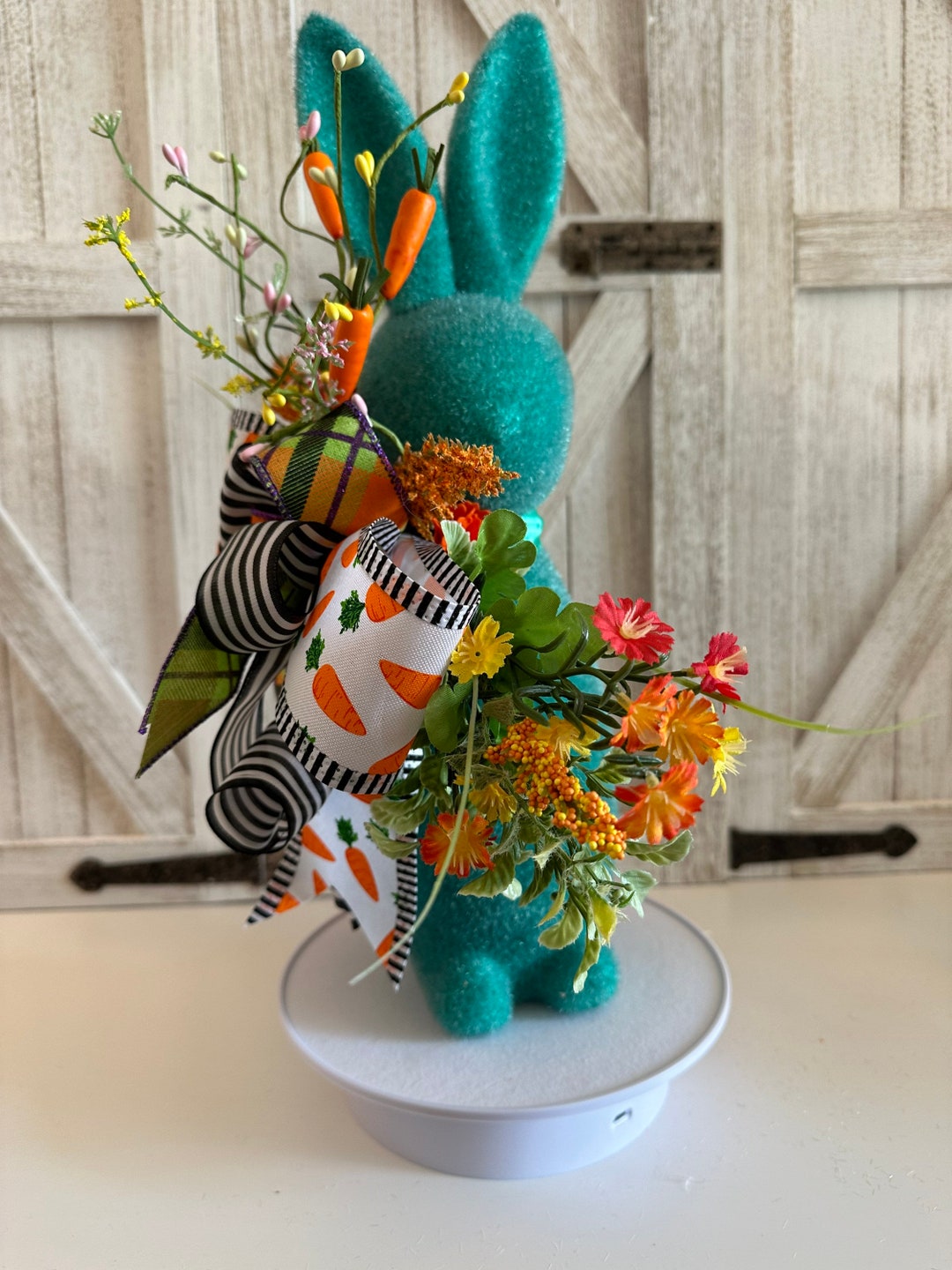 Flocked Bunny, Flocked Bunny Centerpiece, Flocked Easter Bunny Decor ...