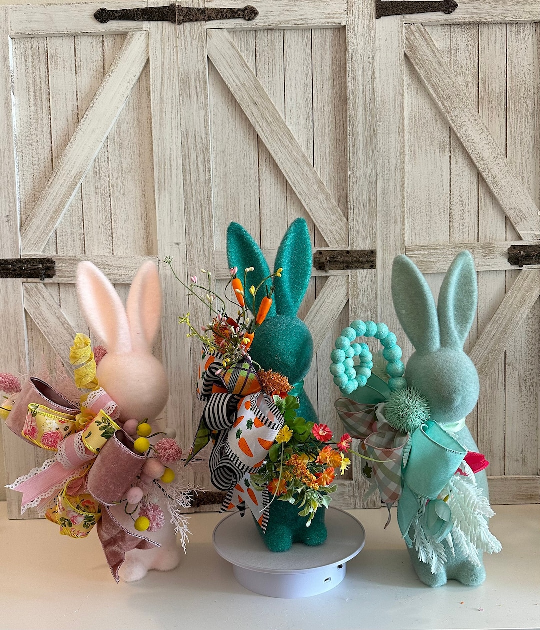 Flocked Bunny Flocked Bunny Centerpiece Flocked Easter Bunny - Etsy