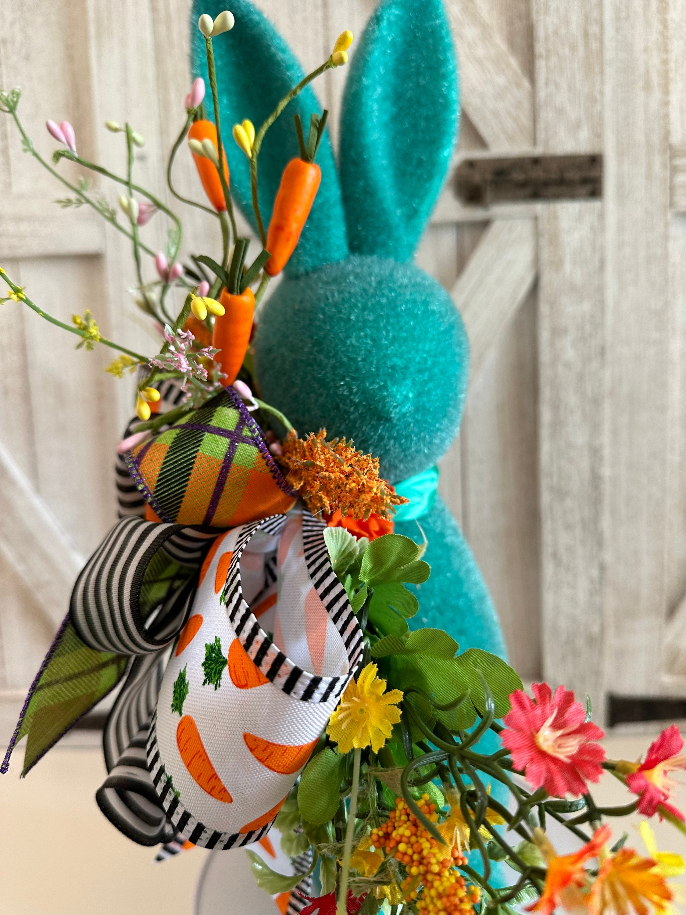 Flocked Bunny, Flocked Bunny Centerpiece, Flocked Easter Bunny Decor ...