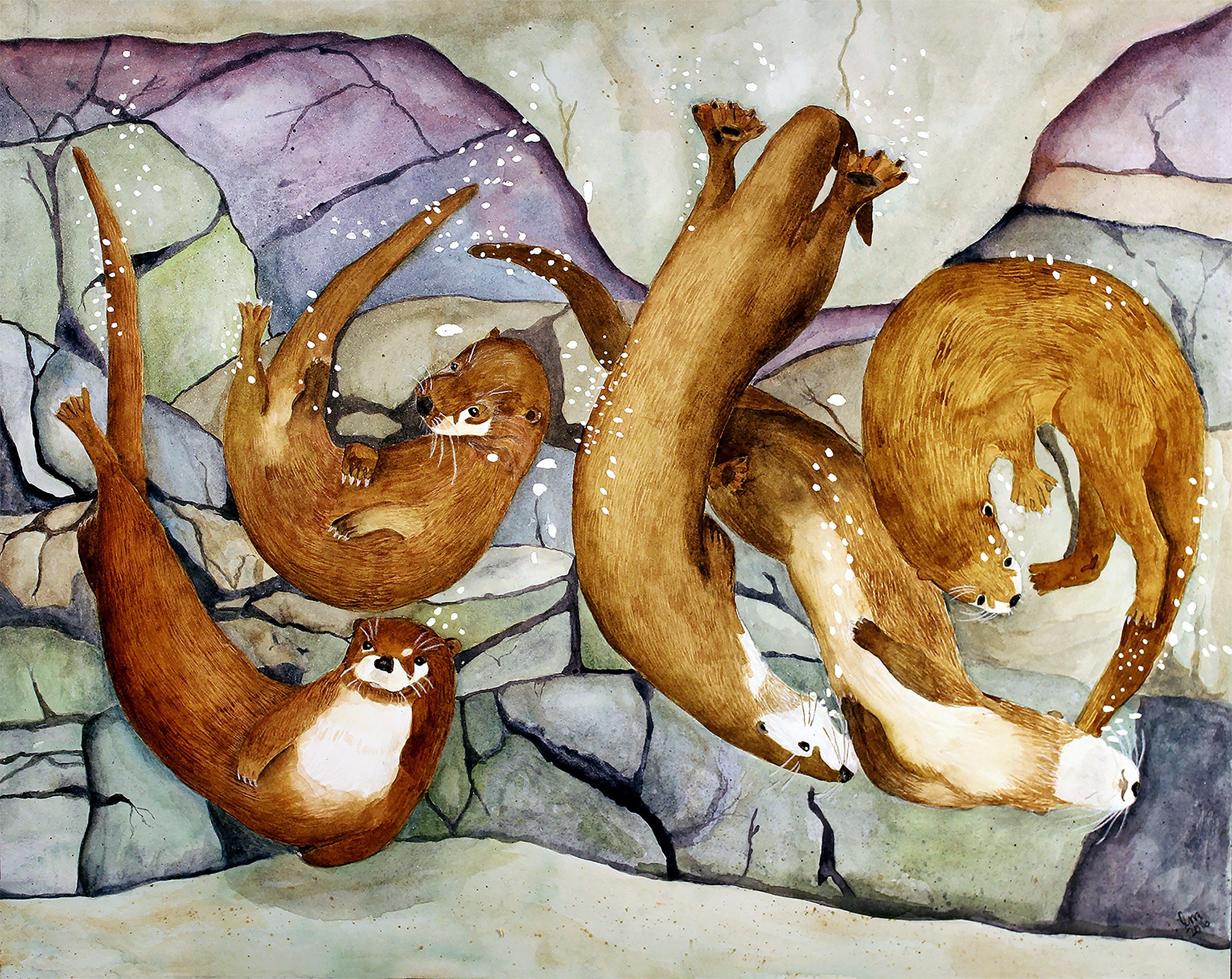 Swimming Otter Watercolor Print Cute Otter Watercolor Print - Etsy