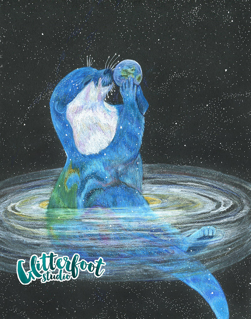 Space Otter, Color Pencil Otter Drawing, Otter Space, Juggling Otter ...