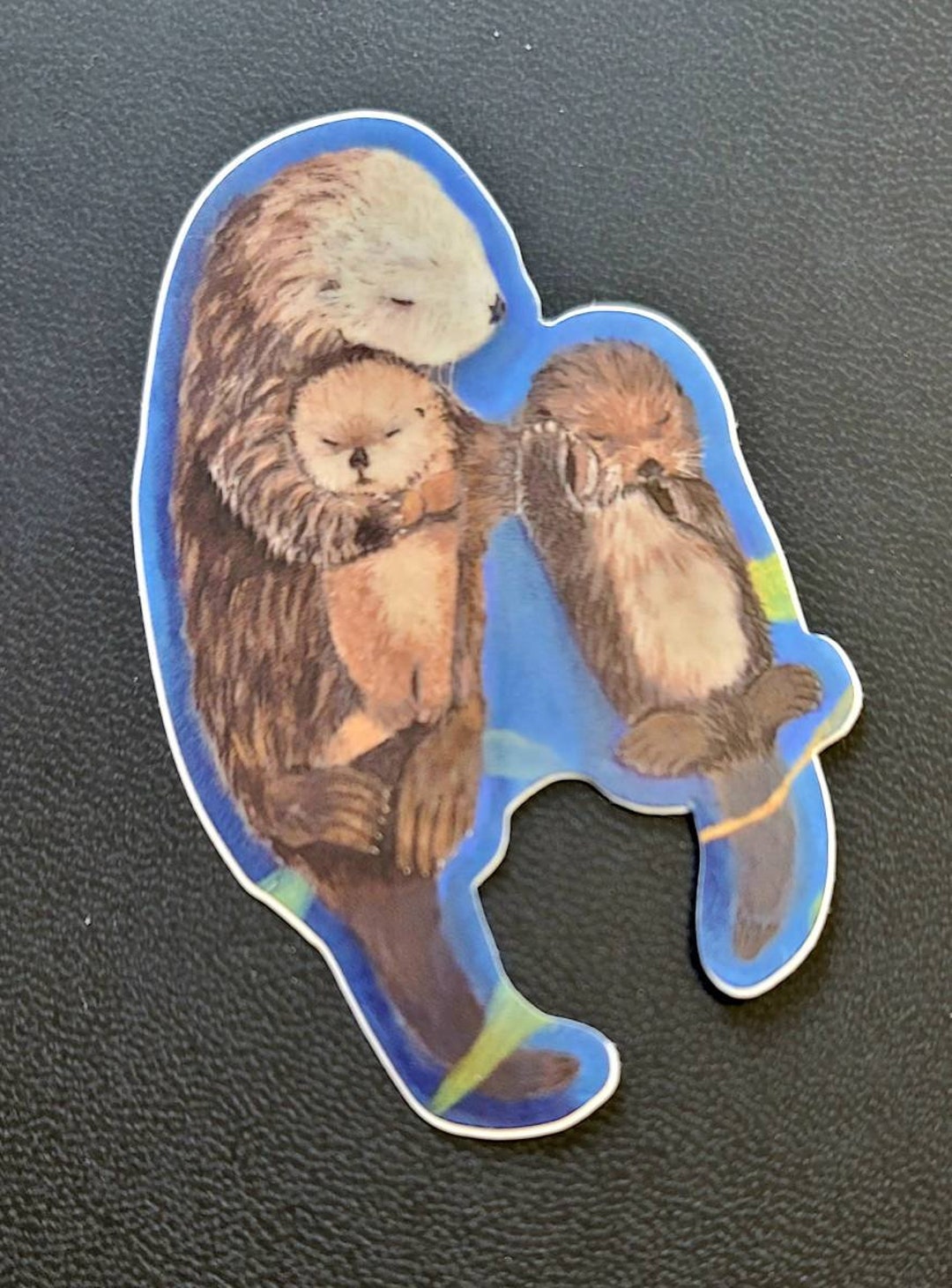 Sea Otter Sticker, Water Bottle Sticker, Cute Otters, Mama and Baby Sea ...