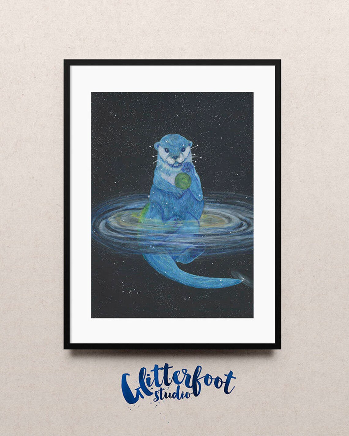 Otter Space Celestial Art Space Otter Otter Art Print - Etsy