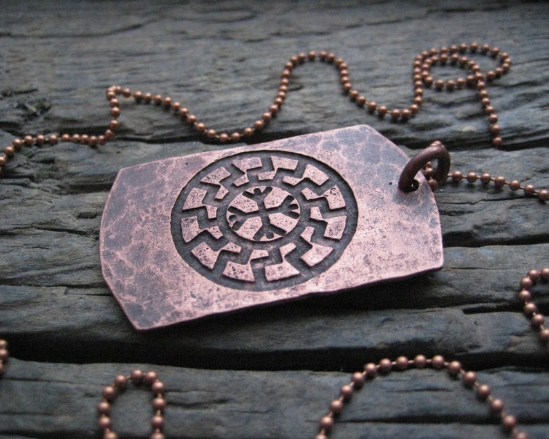 Sun Wheel Symbol Black Sun Necklace Slavic Wheel of Sun Nordic | Etsy