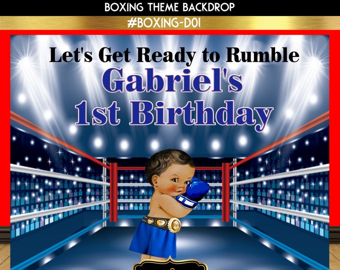 Boxing Theme Birthday Backdrop Black and Blue Boxing Backdrop Boxing ...