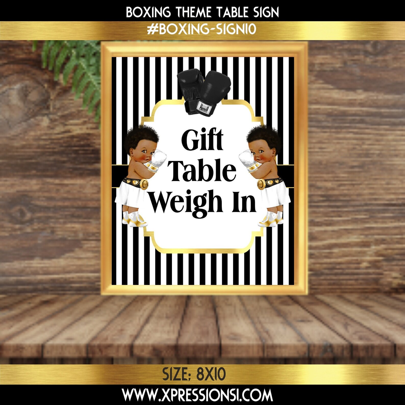 Black Gold and White Boxing Theme Table Sign Sports Theme - Etsy