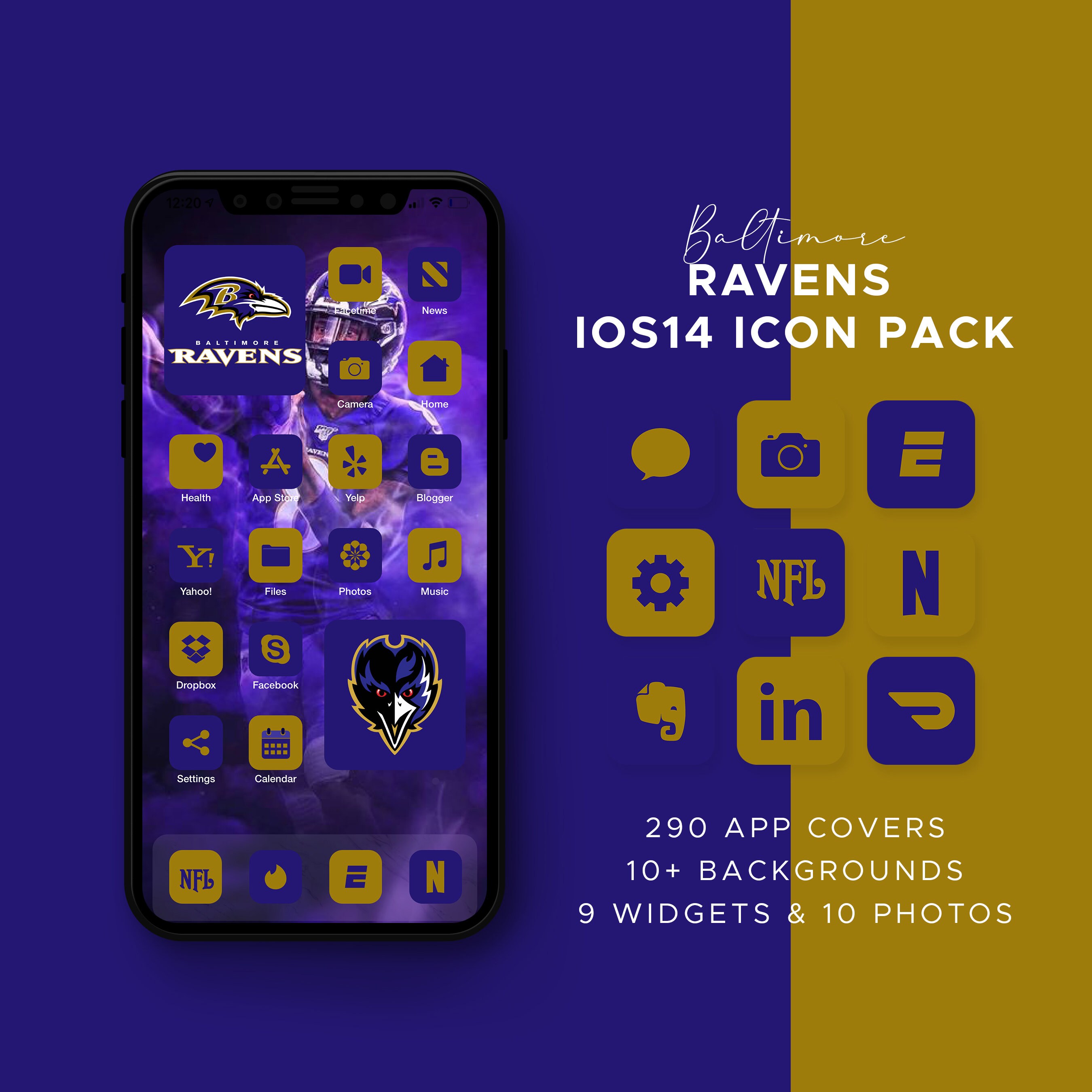 Baltimore Ravens Ios14 Icon Theme Pack Ios14 Icons Bundle | Etsy