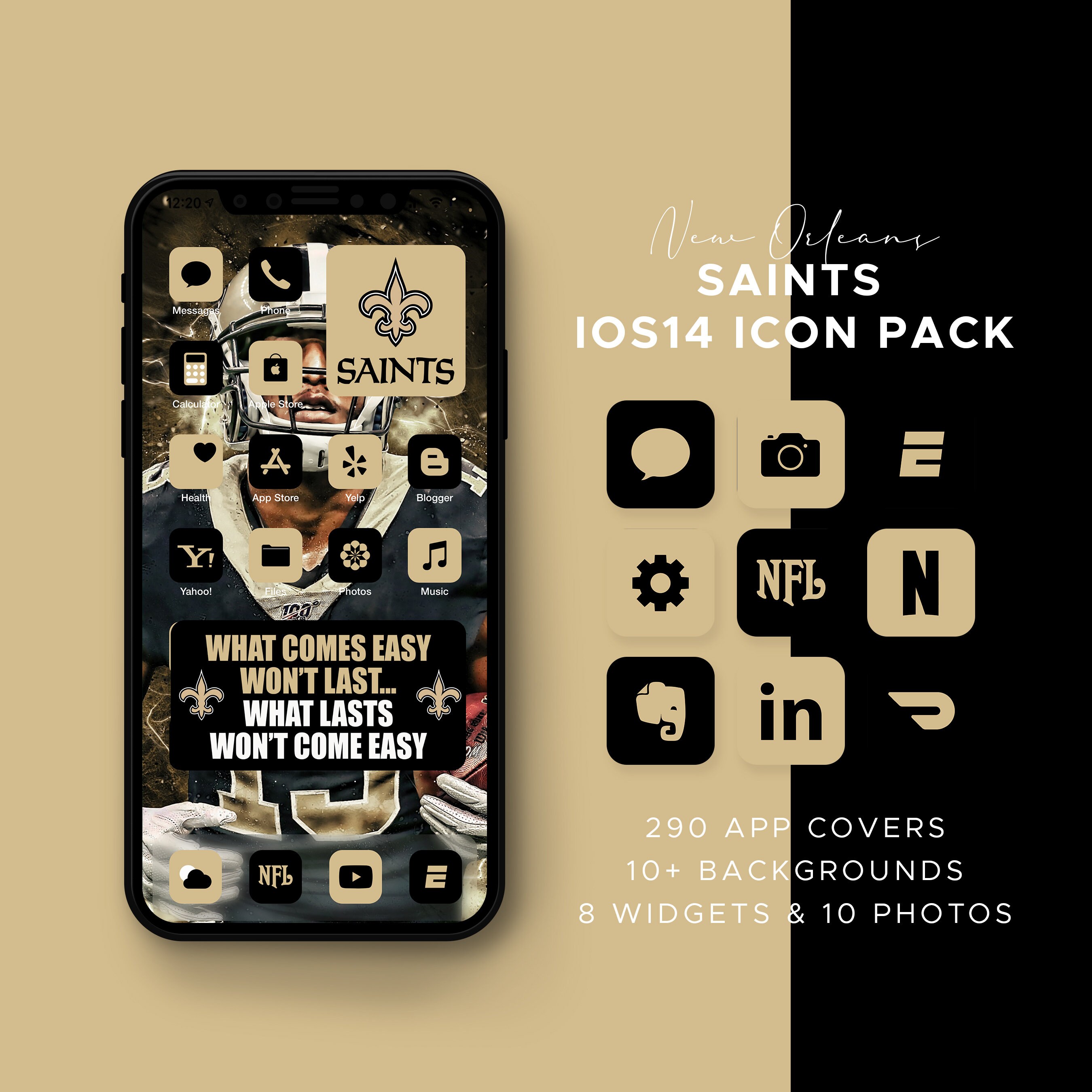 New Orleans Saints Ios14 Icon Theme Pack Ios14 Icons Bundle | Etsy