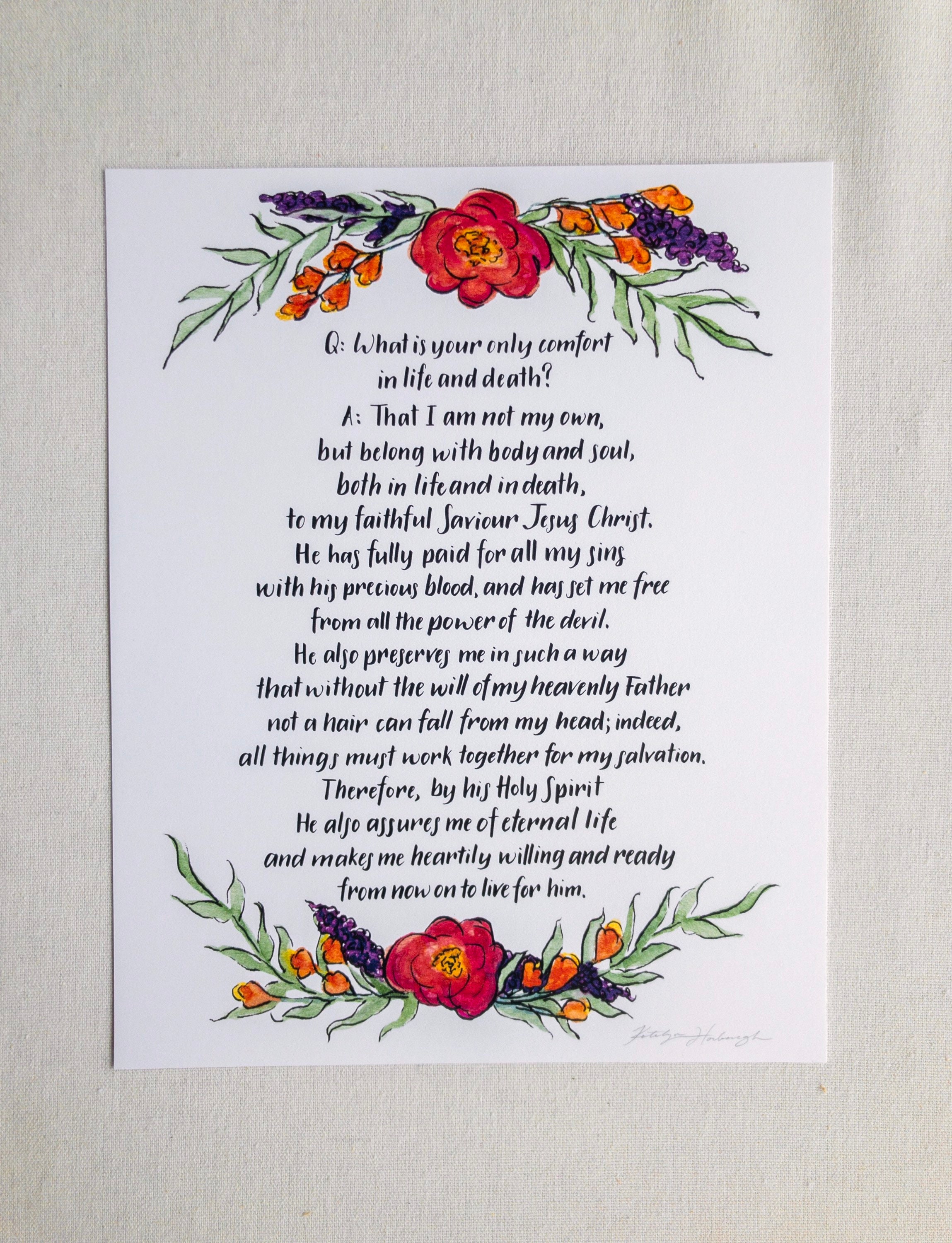 Heidelberg Catechism Question 1 8x10 Art Print - Etsy