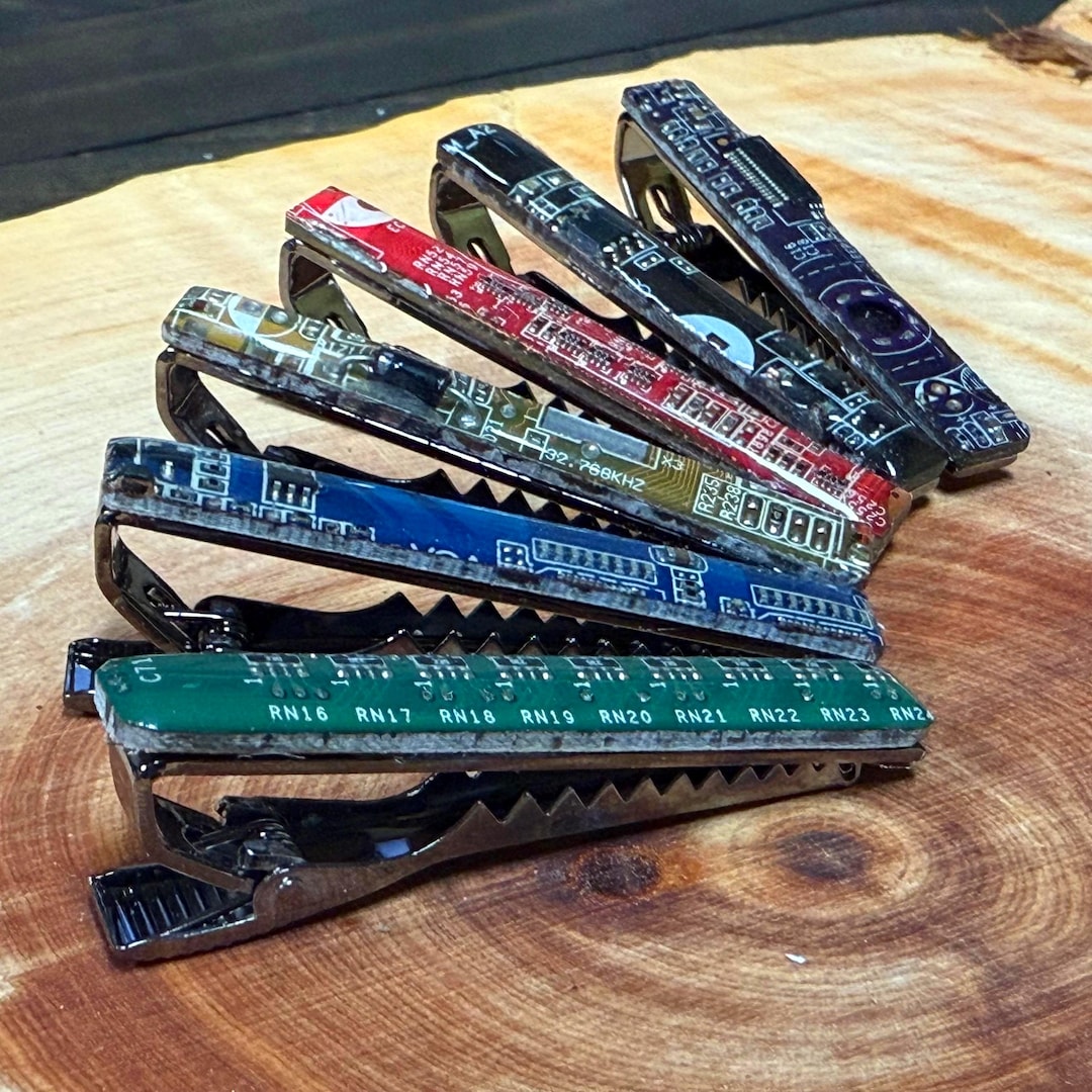 Recycled Circuit Board Tie Clip: Handmade Tech Jewelry Gift - Etsy