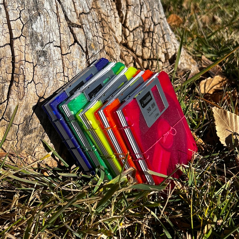 Floppy Disk Notebook: Hand Bound 3.5 Inch Coptic Journal With ...