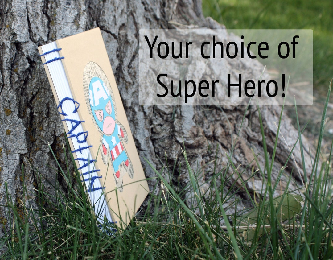 4x6 Inch Hand Bound Marvel Inspired Super Hero Blank Notebook/journal ...