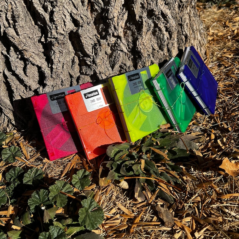 Floppy Disk Notebook: Hand Bound 3.5 Inch Coptic Journal With ...