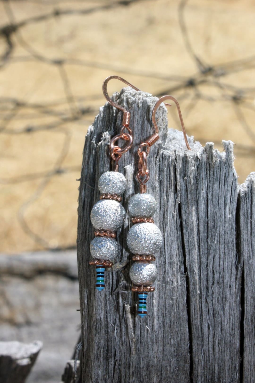 Snowball Bead and Upcycled Resistor Earrings: Silver & Copper, Nerdy ...