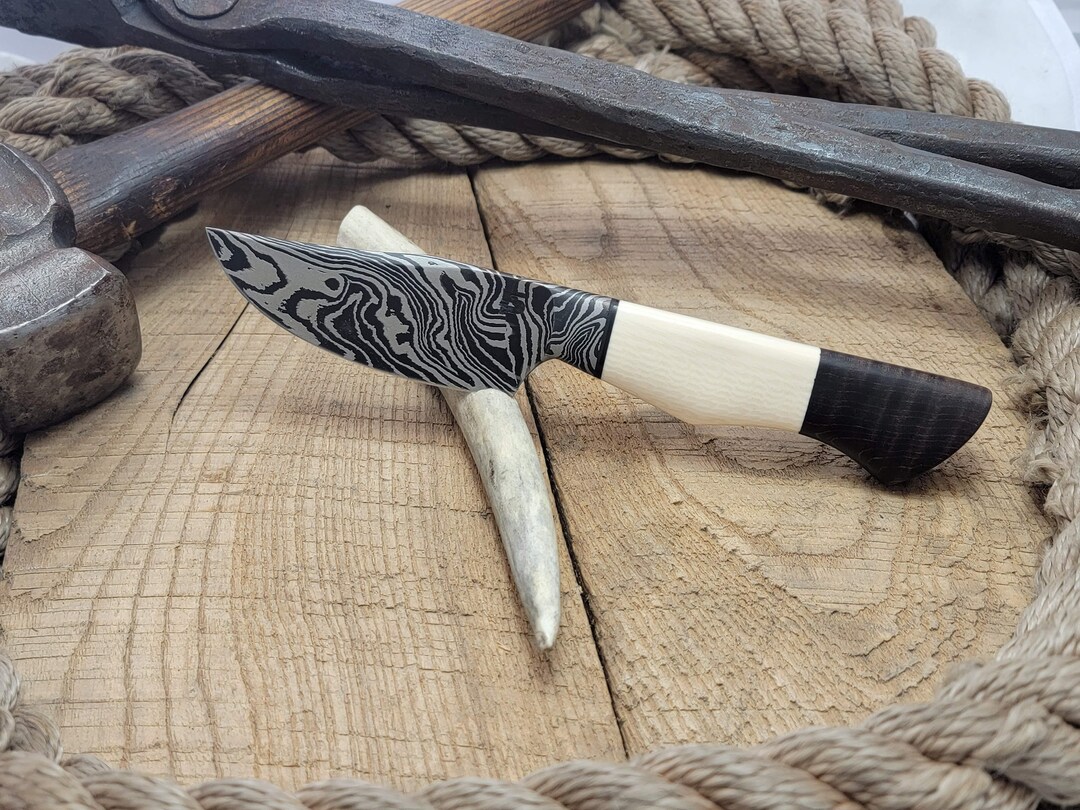 Damascus Integral Hunting Knife - Etsy