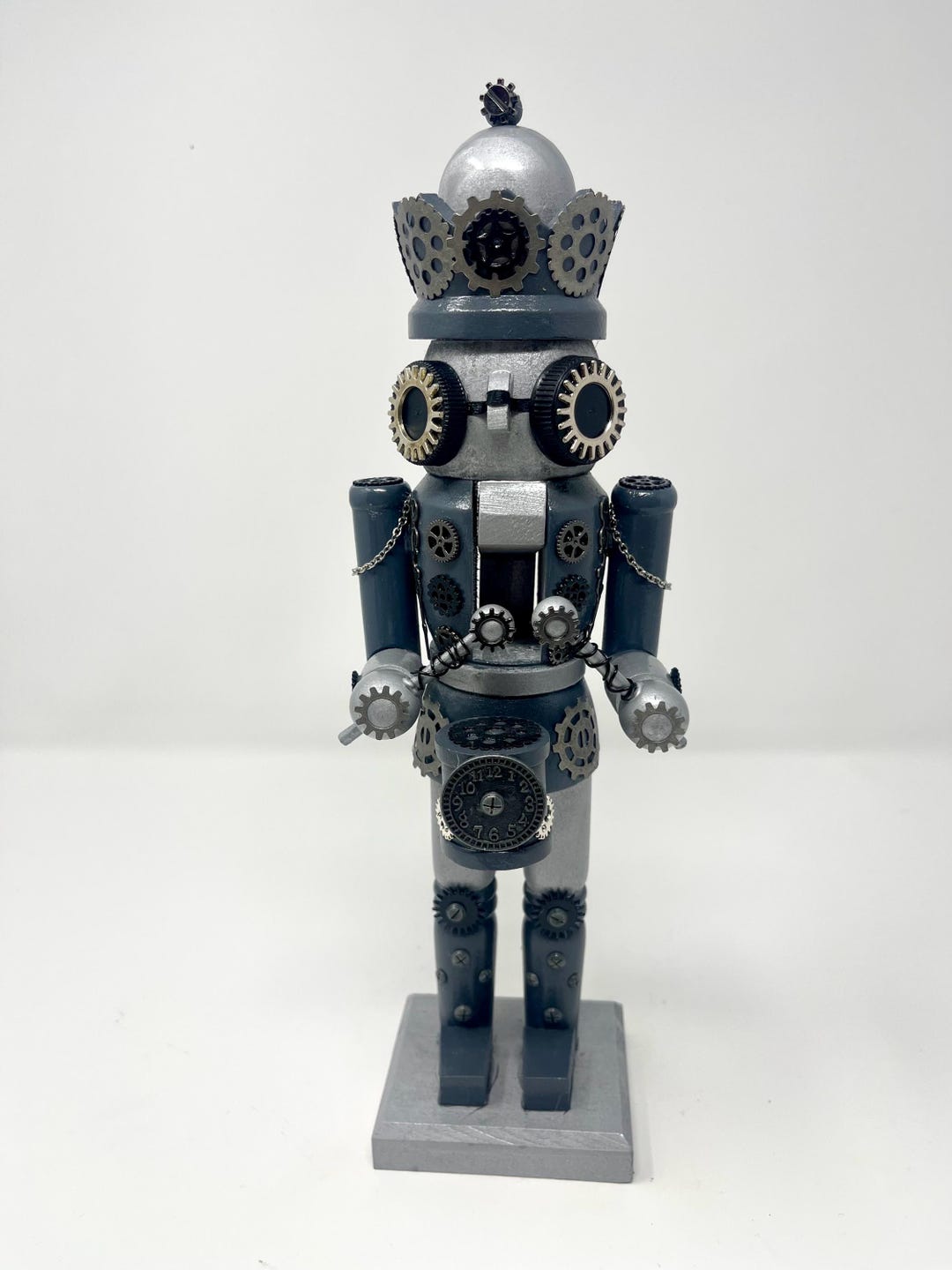 Steampunk Nutcracker • Silver Black Christmas Gift Holiday Home Decor ...