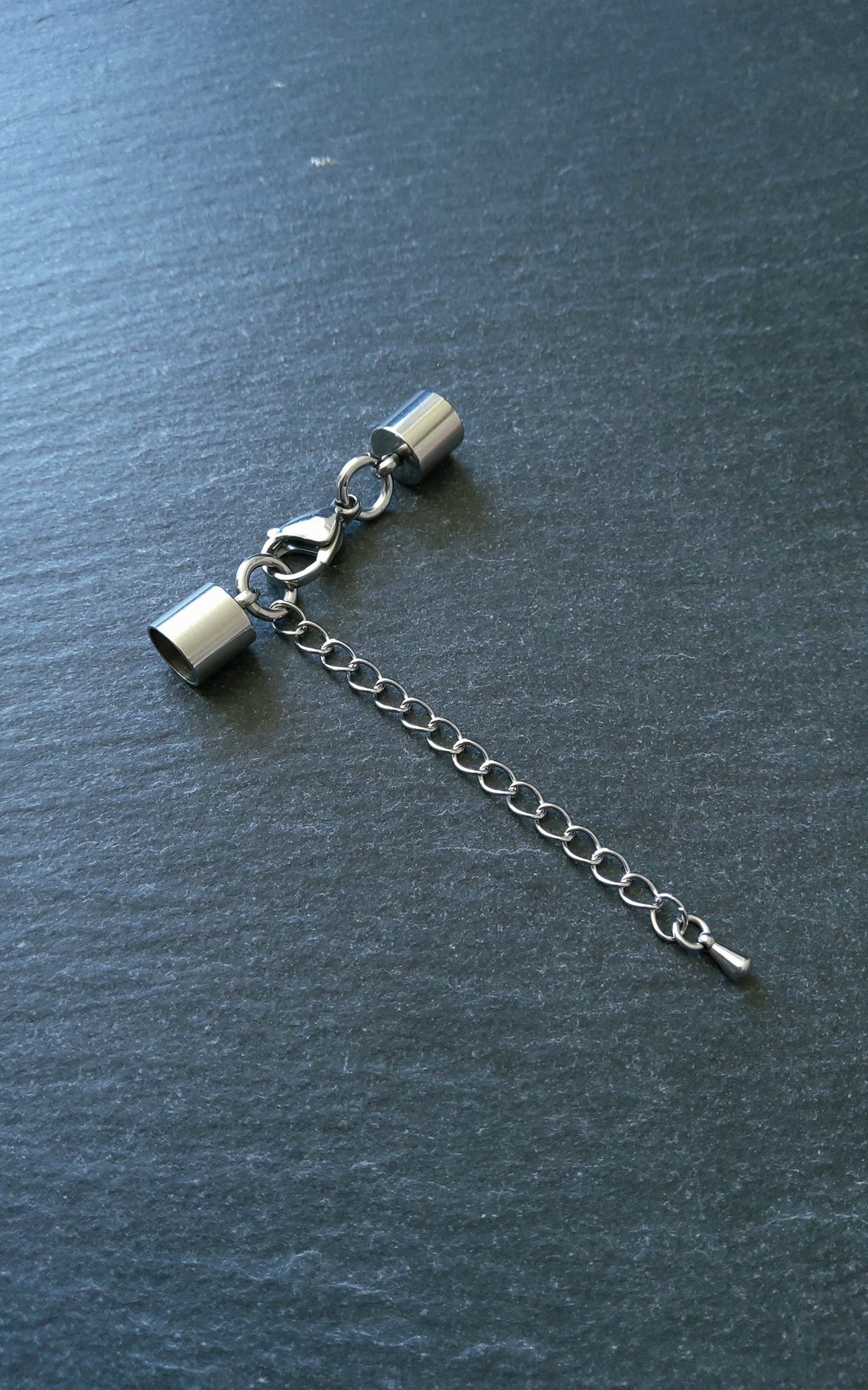 2 or 10 Stainless Steel End Cap Sets for 6.5mm Cord With or Without ...