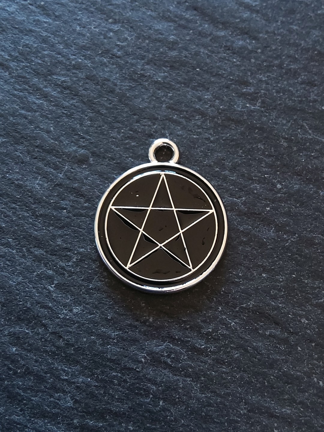 4 or 20 Pentagram Charms Silver Tone Alloy & Black Enamel 20x17mm - Etsy