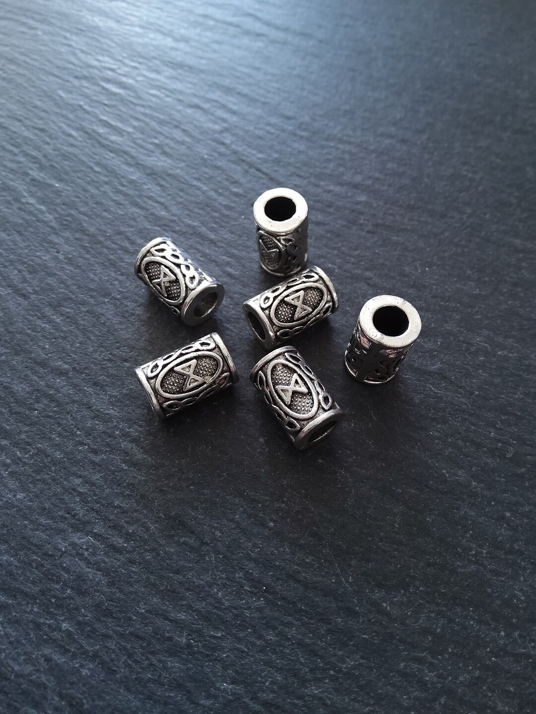6 or 30 Dagaz ᛞ Rune Beads Elder Futhark Antique Silver Tone 13x8mm ...