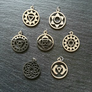 Set of 7 Stainless Steel Chakra Solar Charms Flat 22x19mm - Etsy