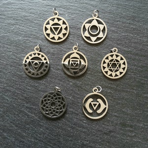 Set of 7 Stainless Steel Chakra Solar Charms Flat 22x19mm - Etsy