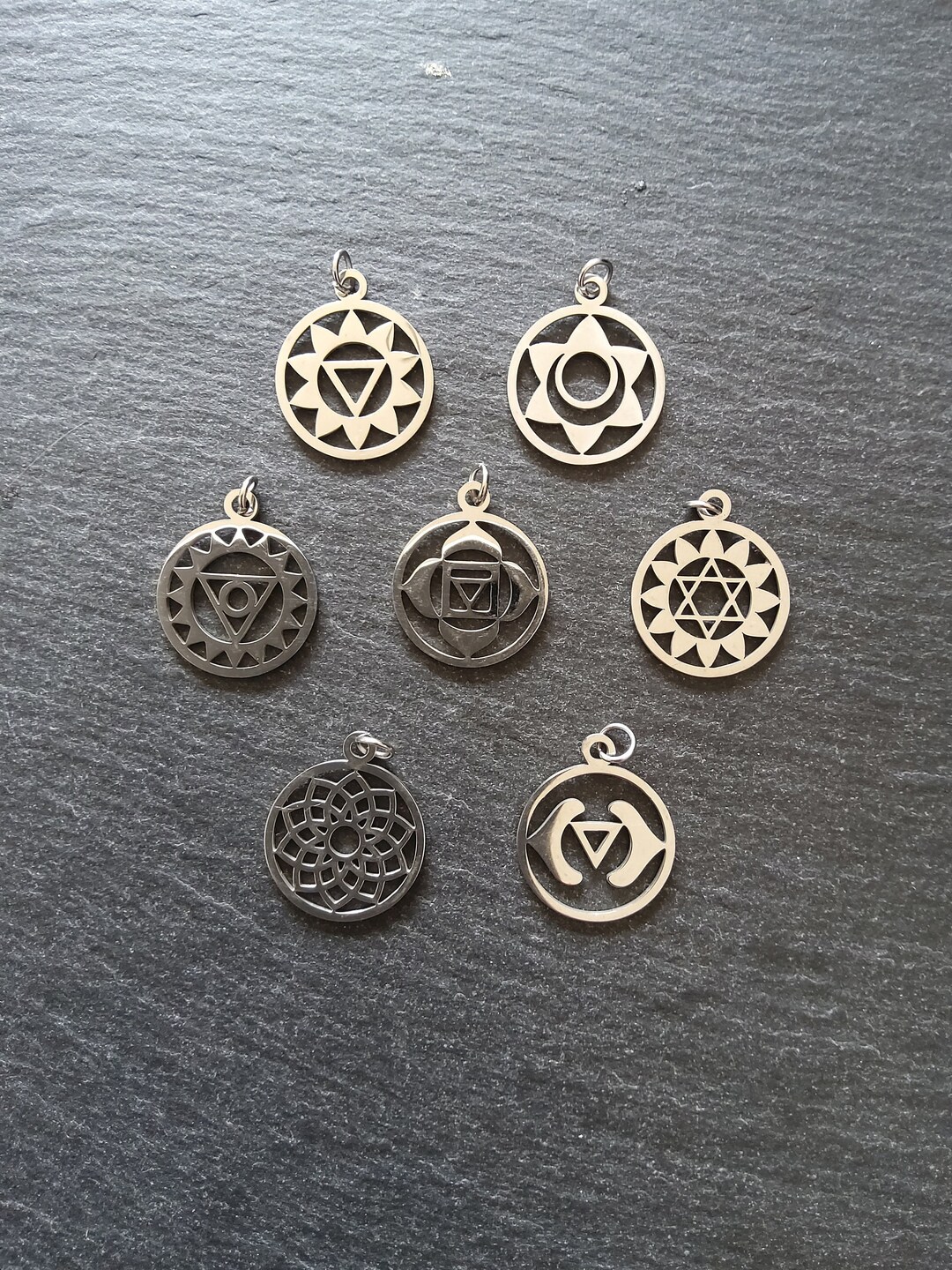 Set of 7 Stainless Steel Chakra Solar Charms Flat 22x19mm - Etsy