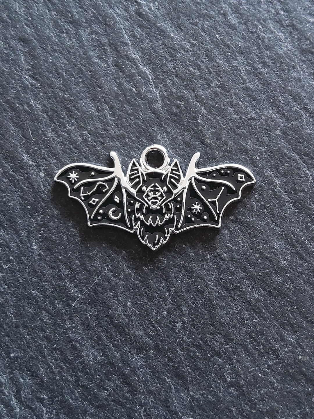 4 or 20 Flying Vampire Bat Charms Antique Silver Alloy & Black Enamel ...
