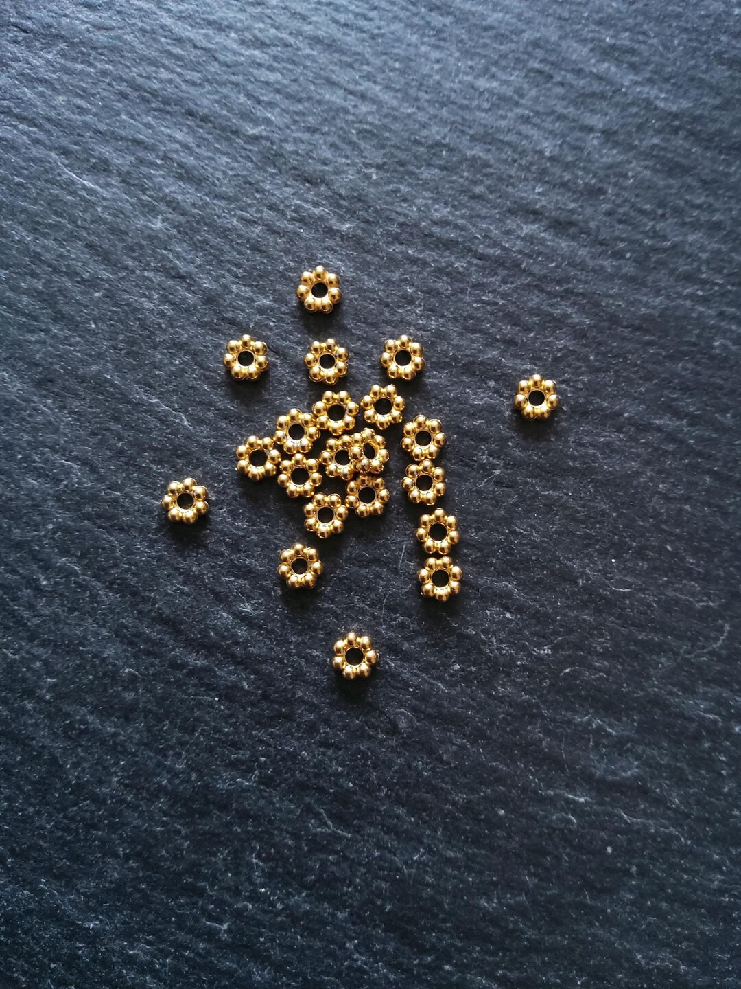 10 Genuine 18K Gold Ion Plated 4mm Stainless Steel Daisy Spacer Beads ...
