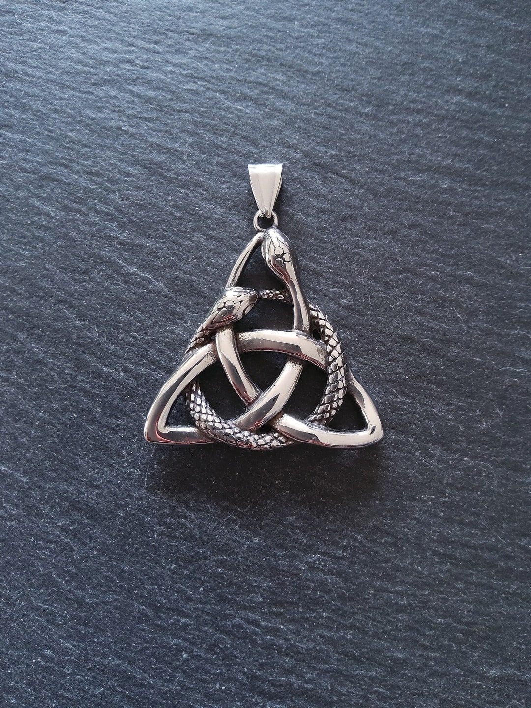 Large Triquetra Infinity Snake Pendant Stainless Steel 43x43mm - Etsy