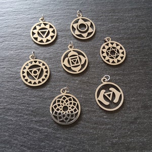 Set of 7 Stainless Steel Chakra Solar Charms Flat 22x19mm - Etsy
