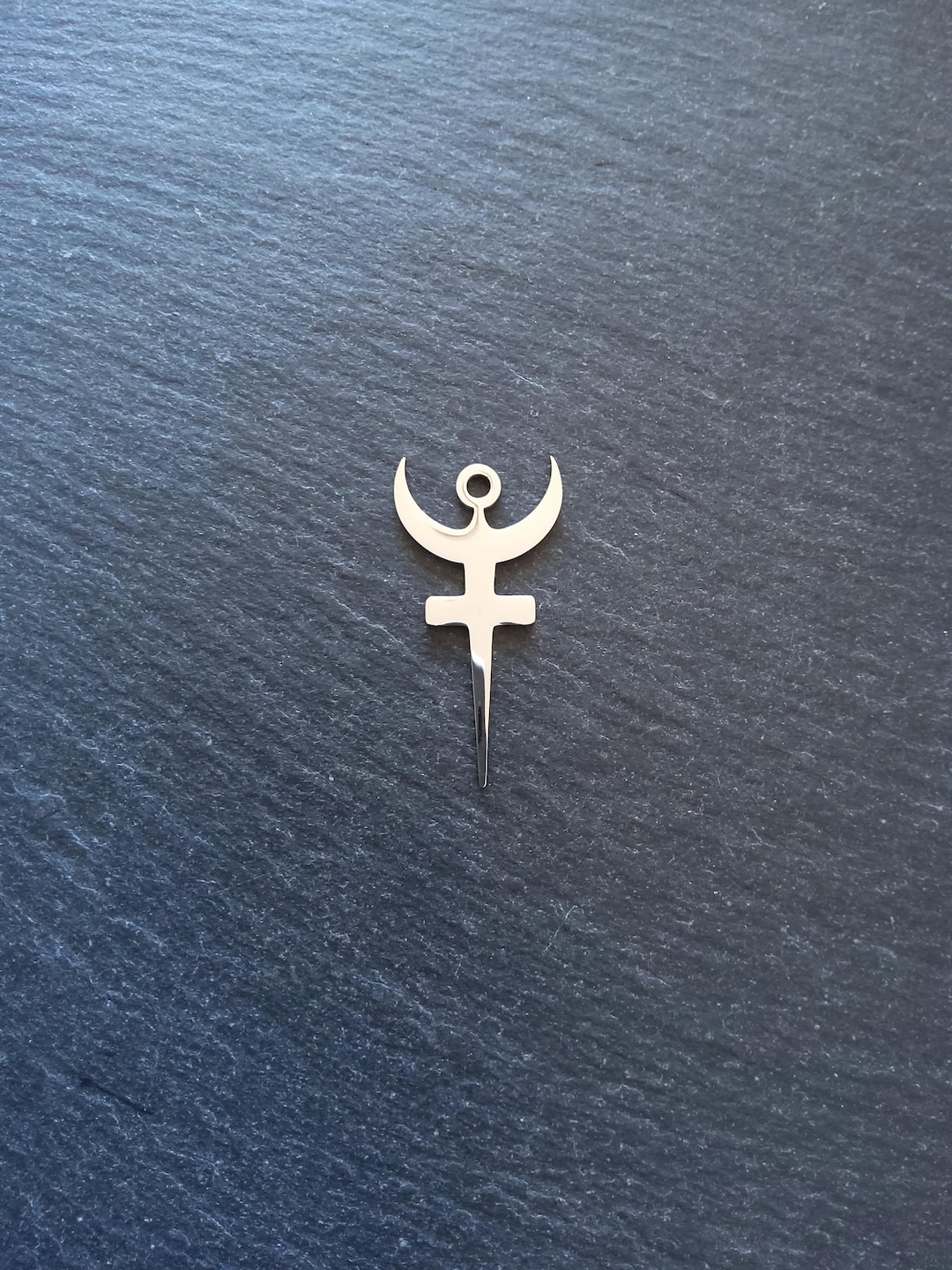 Stainless Steel Bident Symbol of Hades Pendants 40x20.5x1mm Hole: 3mm ...