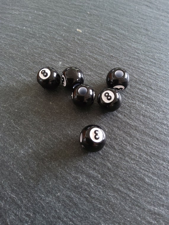 20 or 100 Black & White Number 8 Ball Beads 12mm Acrylic Hole: - Etsy