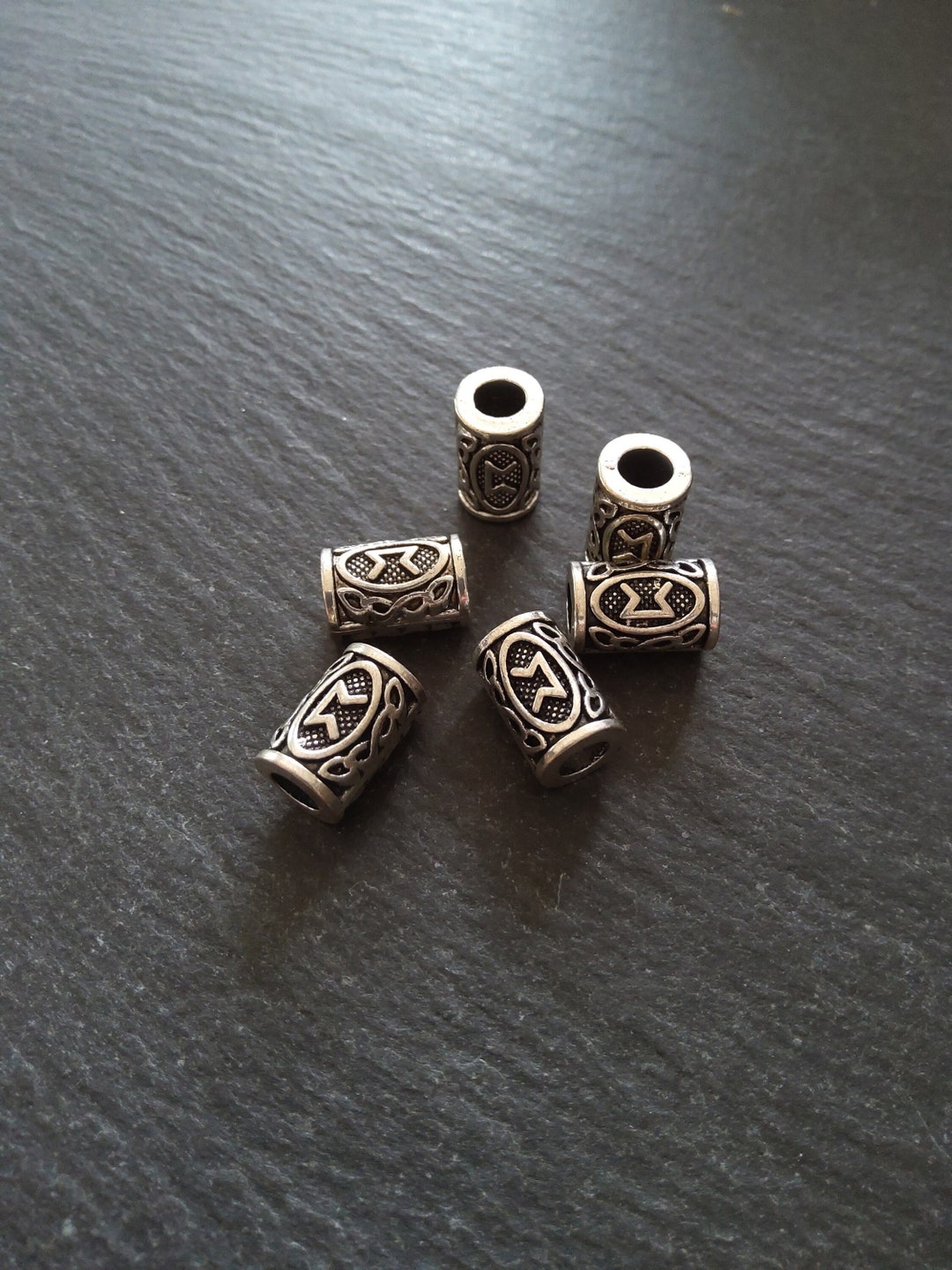 6 or 30 Perthro ᛈ Rune Beads Elder Futhark Antique Silver Tone 13x8mm ...