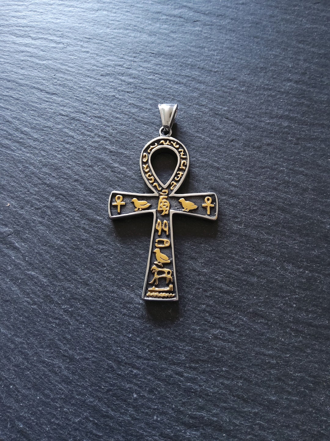 Large Stainless Steel Ancient Egyptian Style Ankh Pendant With ...