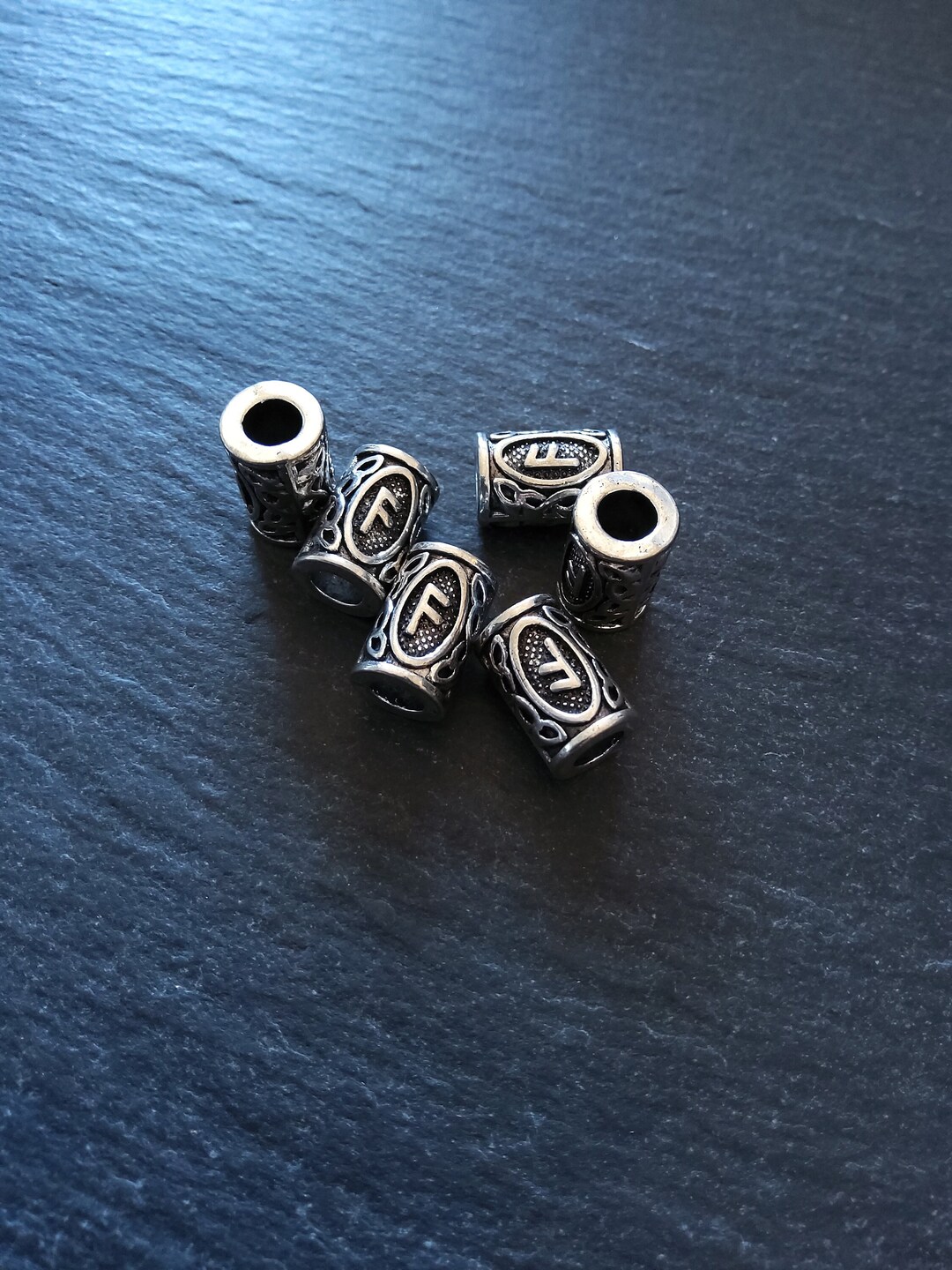 6 or 30 Ansuz ᚨ Rune Beads Elder Futhark Antique Silver Tone 13x8mm ...