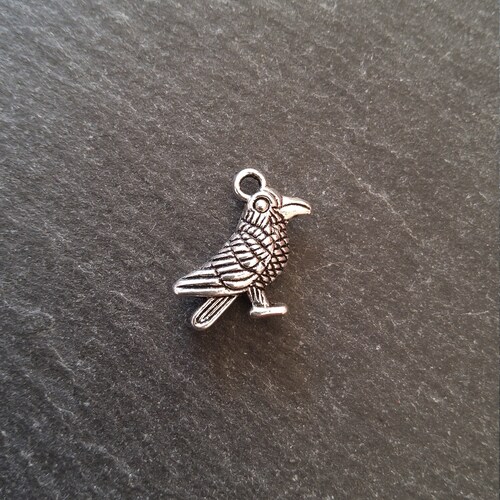 6 Raven Bird Charms Antique Silver Tone B29 - Etsy