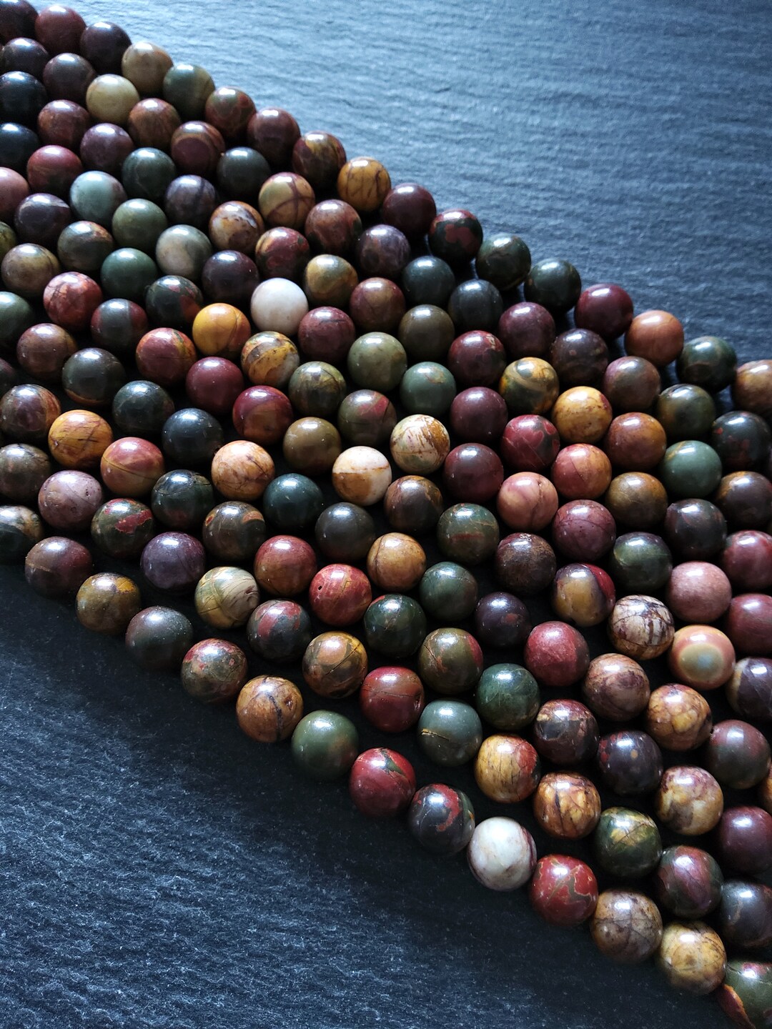 8.5mm Picasso Stone Red Creek Jasper Undyed Natural Round Polished ...