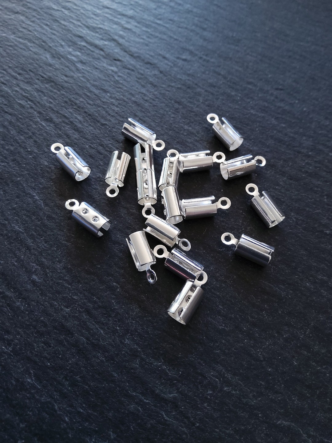 100 Bright Silver Plated Brass Crimps for 3mm to 3.5mm Cord 10x4mm - Etsy