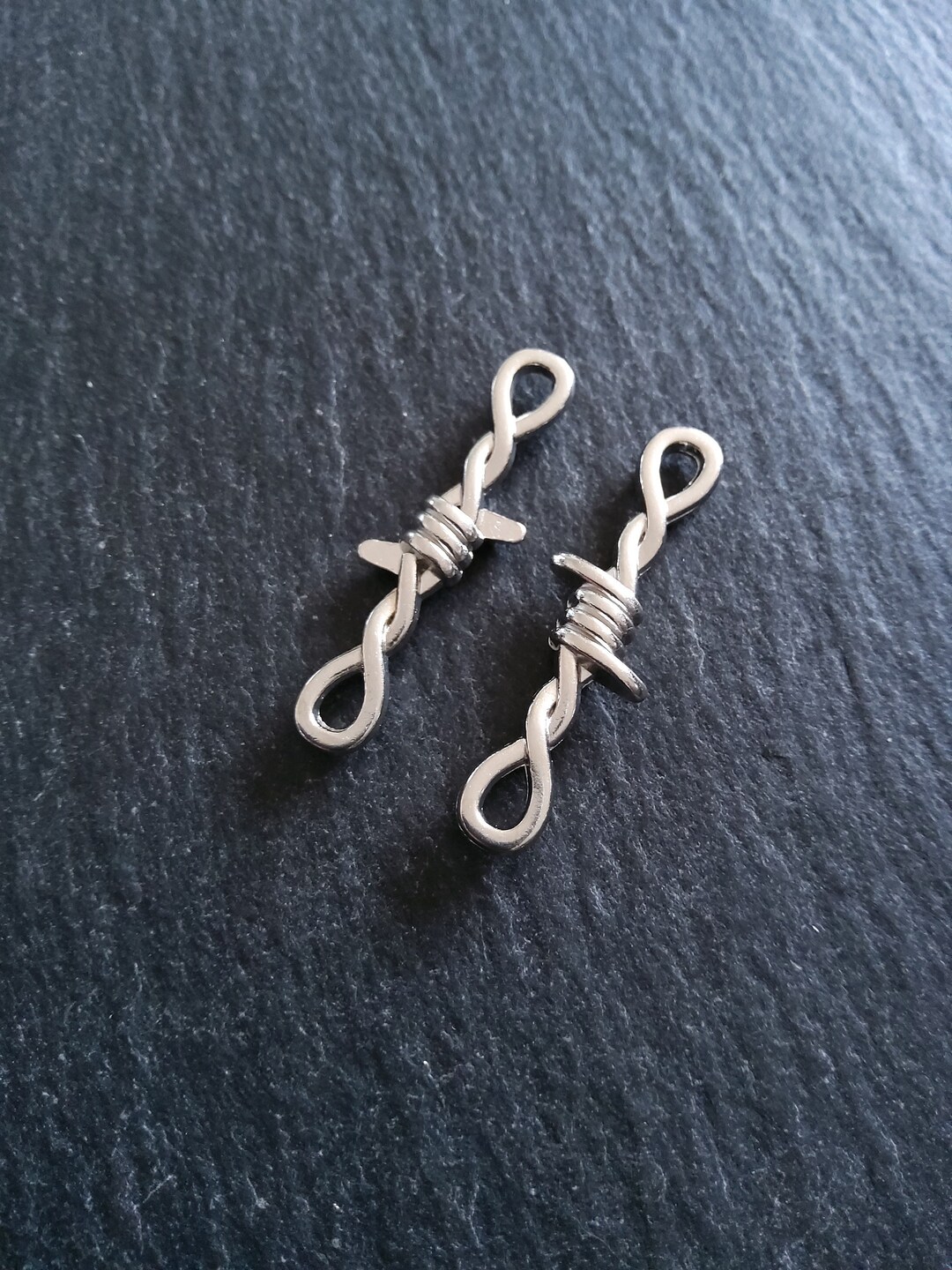 8 or 40 Long Barbed Wire Connector Charms Antique Silver Tone Alloy ...