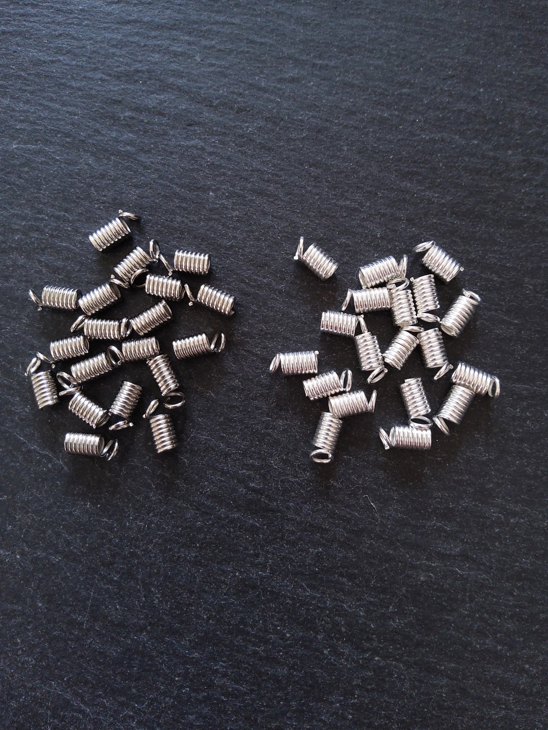 50 Coil Crimp End Spring Crimps for 2mm Cord Bright Silver or Silver ...