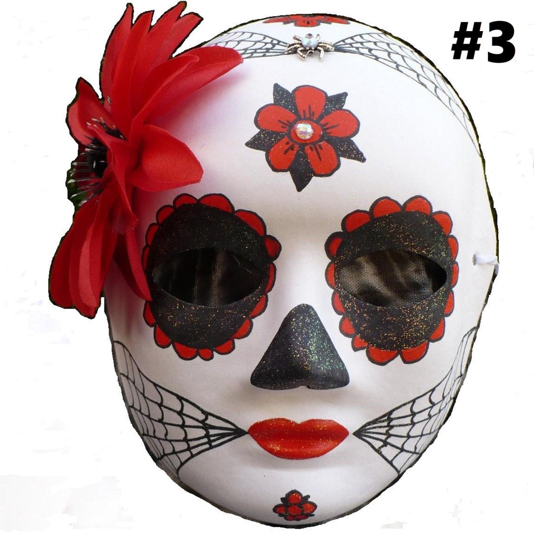 Day of the Dead Full Masks. Adult Size Flowers Embellished. - Etsy