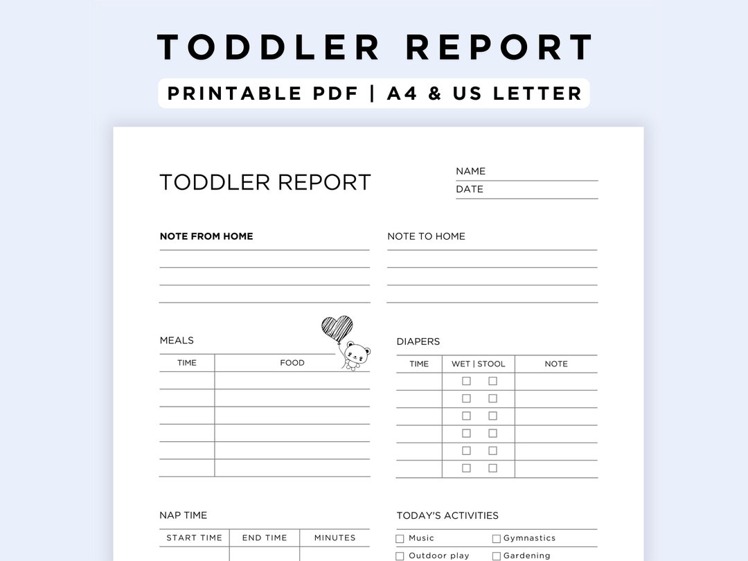 Printable Nanny Log, Toddler Schedule Template, Printable Caregiver ...