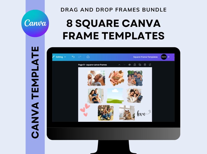 Canva Frame Template | Square Frame Canva | Editable Template | Wall ...