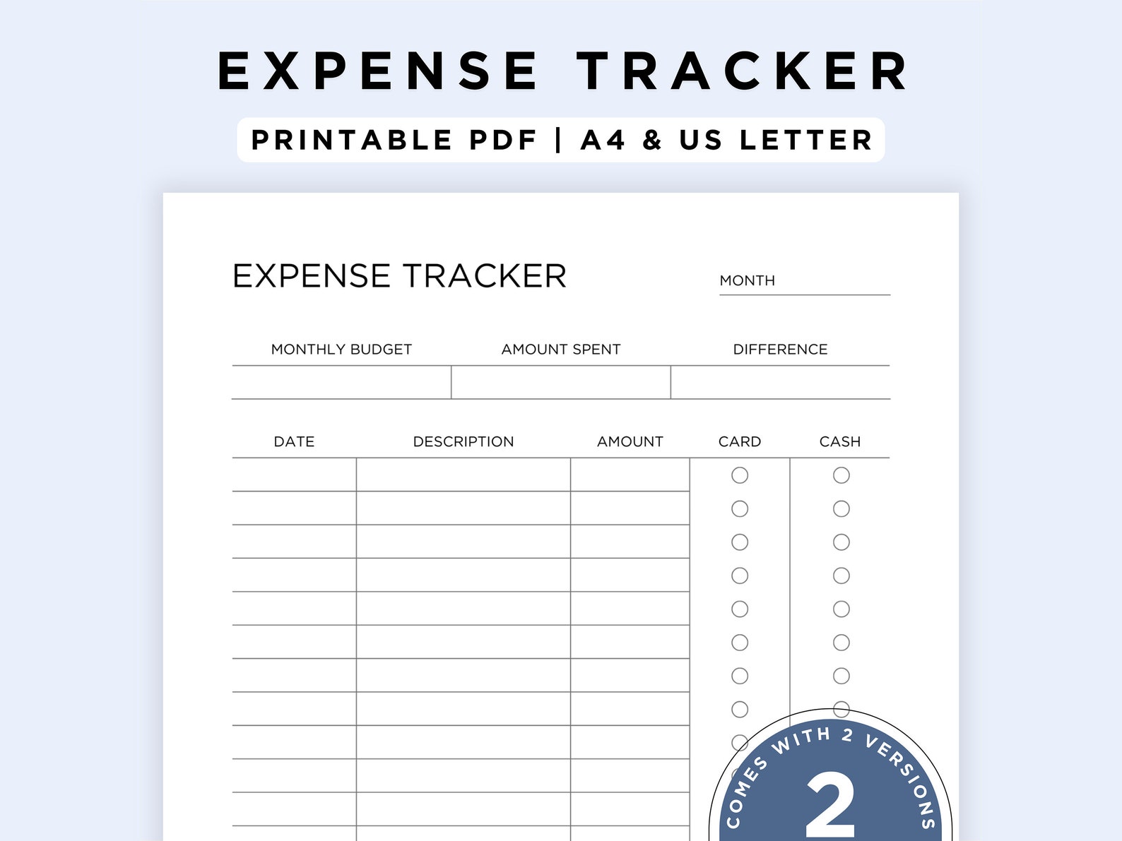 Expense Tracker Printable, Spending Tracker Planner Page, Printable ...
