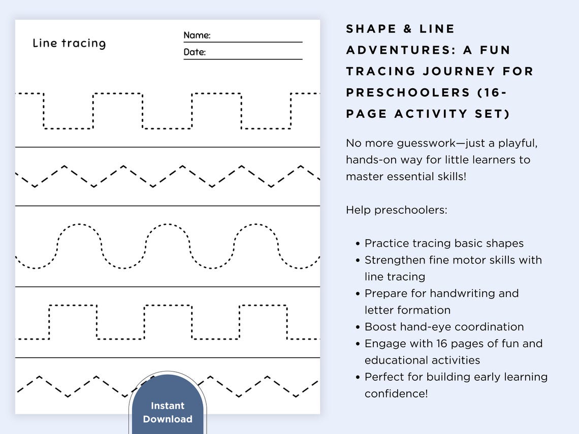 Preschool Shape Tracing Line Tracing Preschool Curriculum Kindergarten ...
