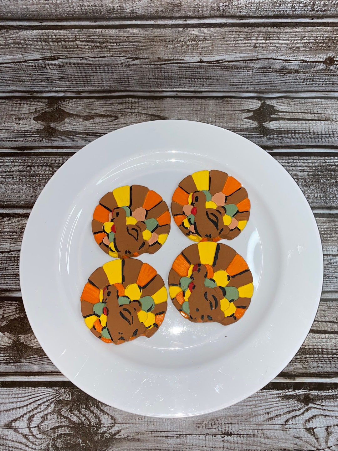 Fake Food Display 4 Piece Painted Thanksgiving TURKEY Sugar Cookies ...