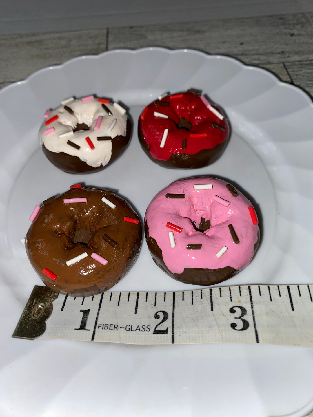 Fake Chocolate Donuts 4 Piece Valentine Theme Iced Mini Donuts Display Food F1045 - Etsy