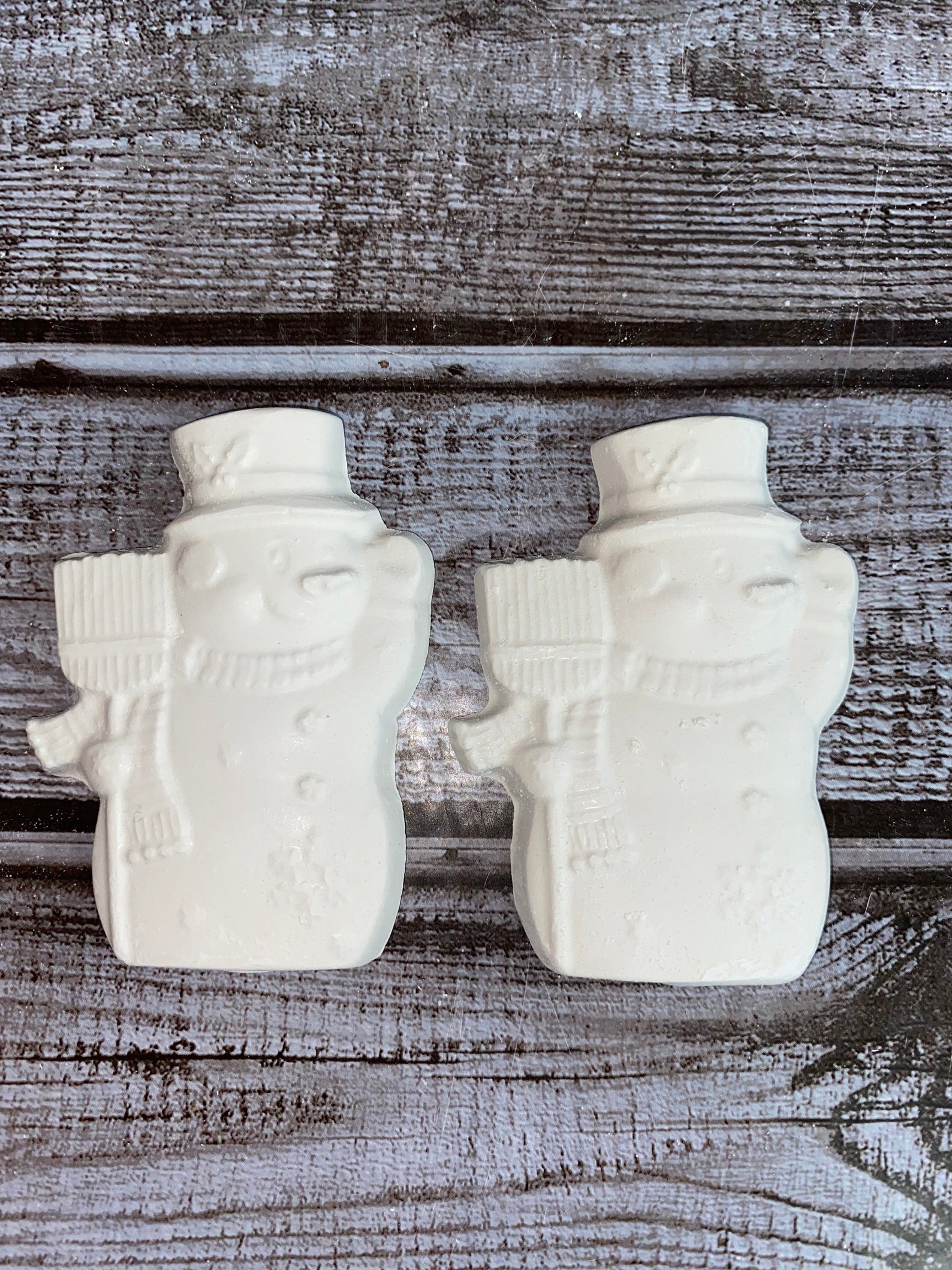 Ready to Paint Plaster Craft Chalkware 2 Pieces Snowman Ornament ...