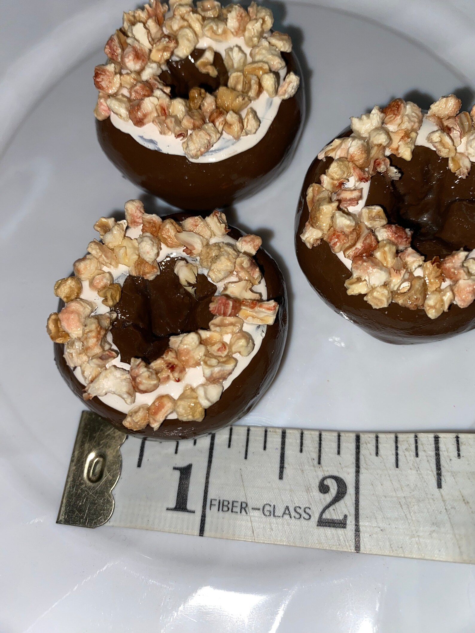 Fake Chocolate Donuts 3 Piece Iced Mini Donuts W Faux NUTS Display Food ...
